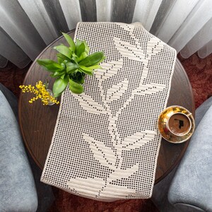 Filet Crochet Flower With Leaves for Easter Gift, READY to SHIP Within ...