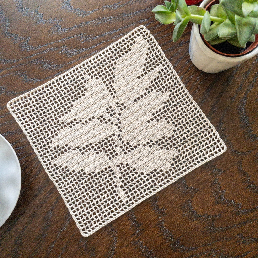 PDF Pattern Crochet Lace Coaster With Auntumn Leaf, Handcrocheted, Home ...