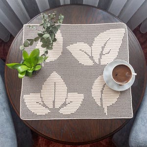 PDF Filet Crochet Table Cloth With Leafs Design for Birthday, Christmas ...