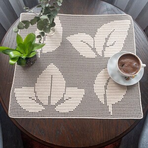PDF Filet Crochet Table Cloth With Leafs Design for Birthday, Christmas ...