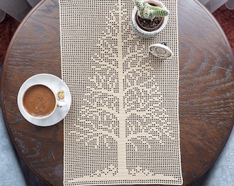 PDF Crochet Lace Table Runner Tree Pattern, Handmade Tablecloth, Home ...