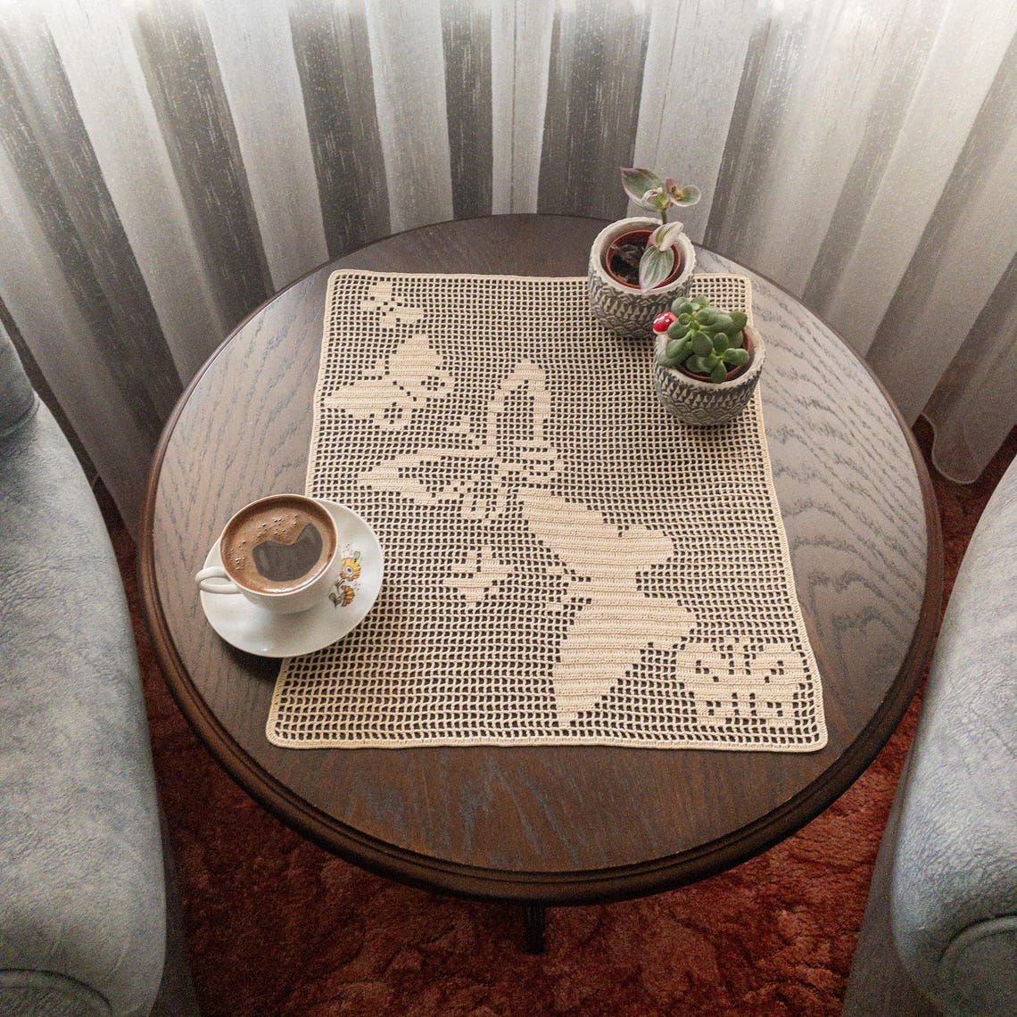 PDF Filet Crochet Butterflies Pattern Table Cover for Wedding, Birthday ...