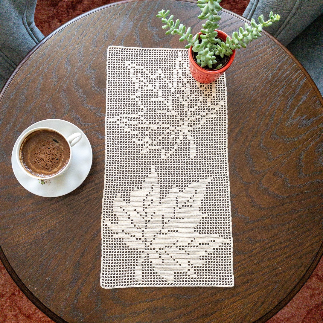 PDF Pattern Crochet Lace Runner Autumn Leaves, Hand Crocheted, Home ...