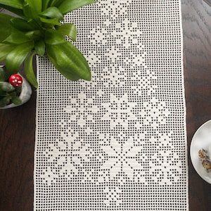 PDF Filet Crochet Snowflakes Christmas Tree, Snowflake Pine Tree Table ...