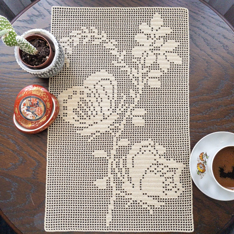 Filet Crochet Table Runner Butterflies Pattern PDF, Home Decor for ...