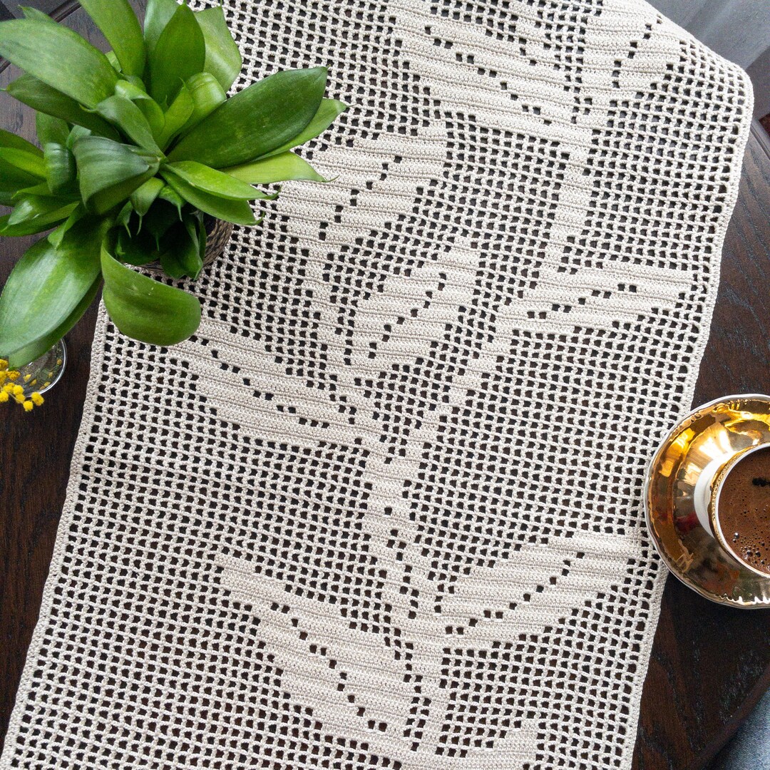 Filet Crochet Flower With Leaves for Easter Gift, READY to SHIP Within ...