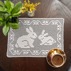 Filet Crochet Rabbits for Easter Day Gift Idea, READY to SHIP Within ...