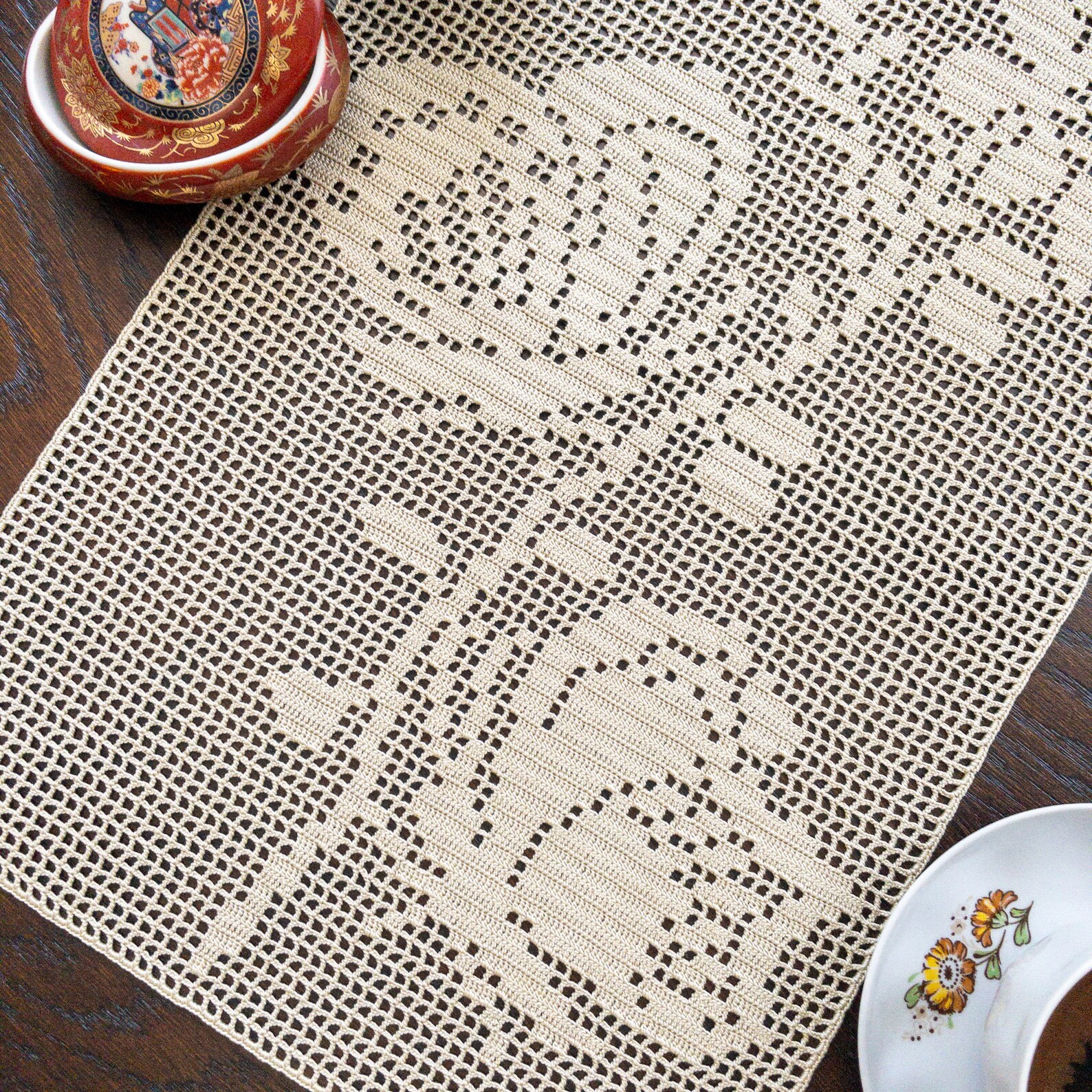 Filet Crochet Table Runner Butterflies Pattern PDF, Home Decor for ...