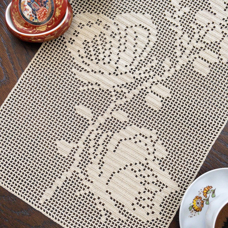 Filet Crochet Table Runner Butterflies Pattern PDF Home Decor - Etsy