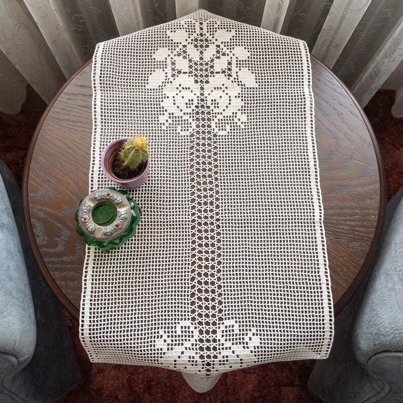 Vintage Custom Rectangle Crochet Lace Tablecloth READY TO - Etsy