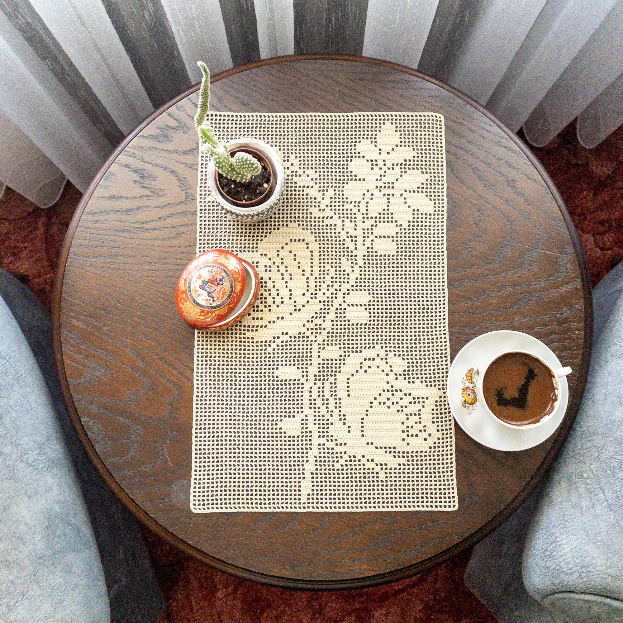 Filet Crochet Table Runner Butterflies Pattern PDF, Home Decor for ...