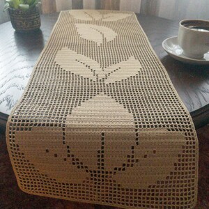 PDF Filet Crochet Table Runner With Leafs Design for Birthday ...