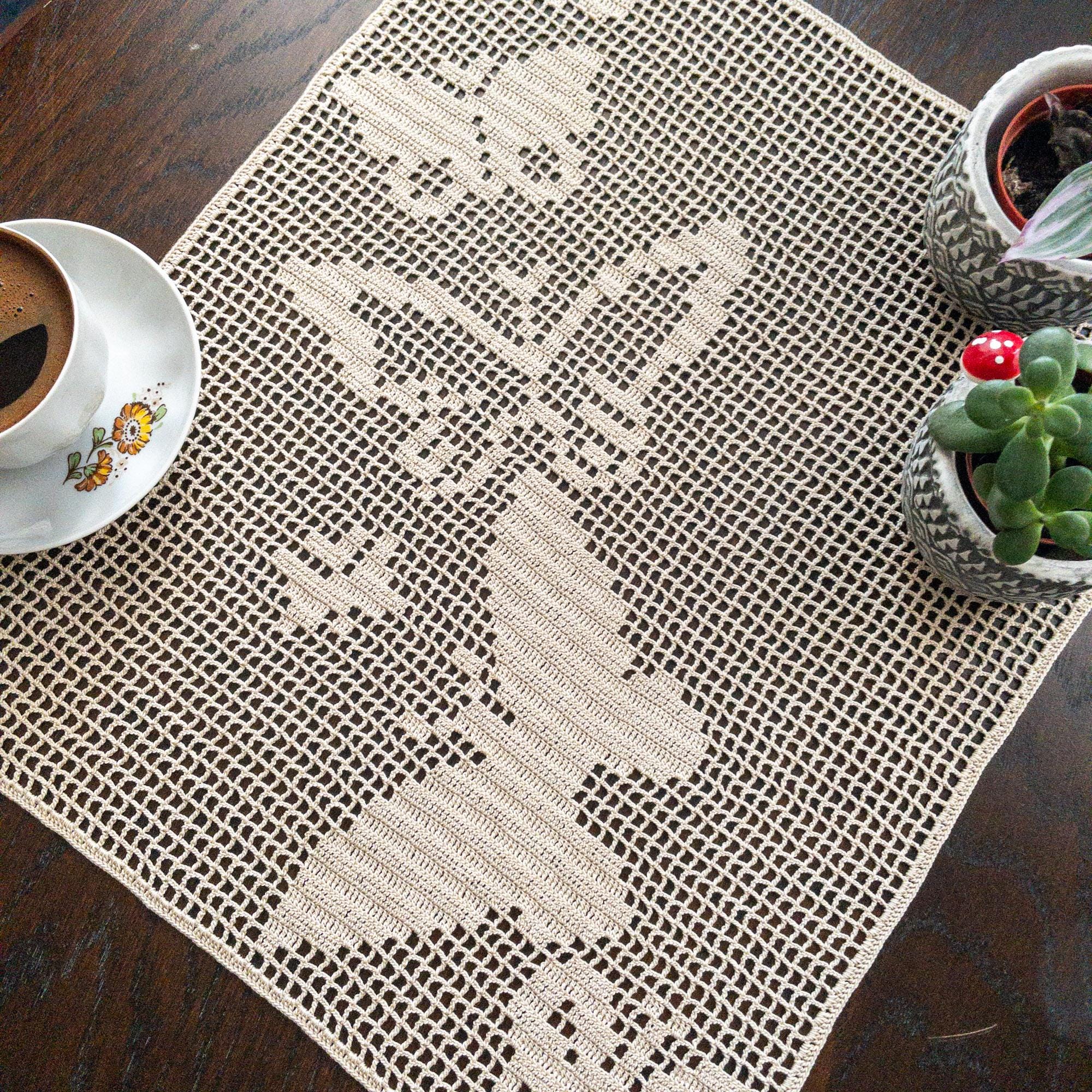 PDF Filet Crochet Butterflies Pattern Table Cover for Wedding, Birthday ...