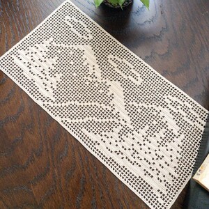 PDF Filet Crochet Runner Mountain Landscape Pattern, Home Decor for ...
