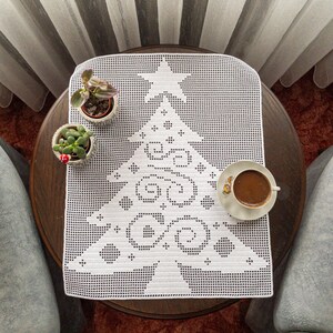 PDF Filet Crochet Tablecloth With Fancy Pine Pattern for Christmas ...