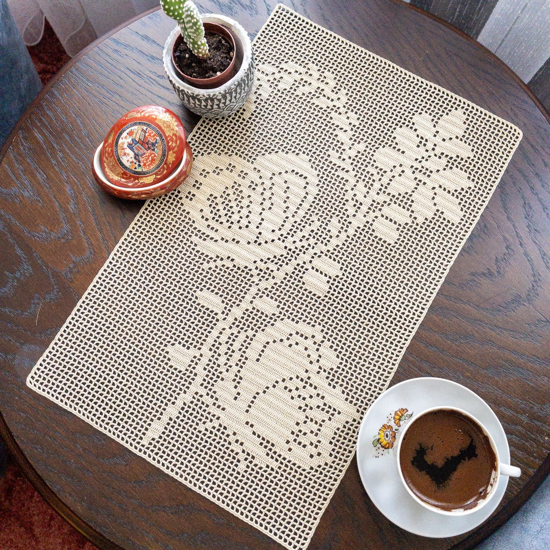 Filet Crochet Table Runner Butterflies Pattern PDF, Home Decor for ...