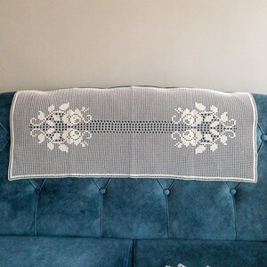 Vintage Custom Rectangle Filet Crochet Lace Tablecloth, READY TO SHIP ...