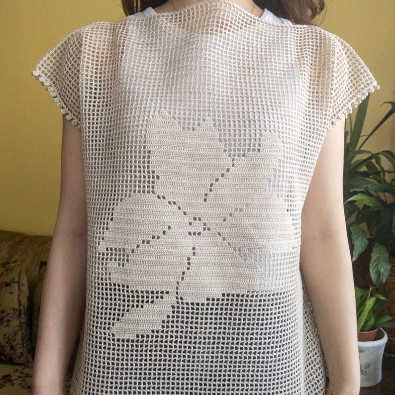 Filet Crochet Beige Sweater READY to SHIP for Birthday and Christmas ...