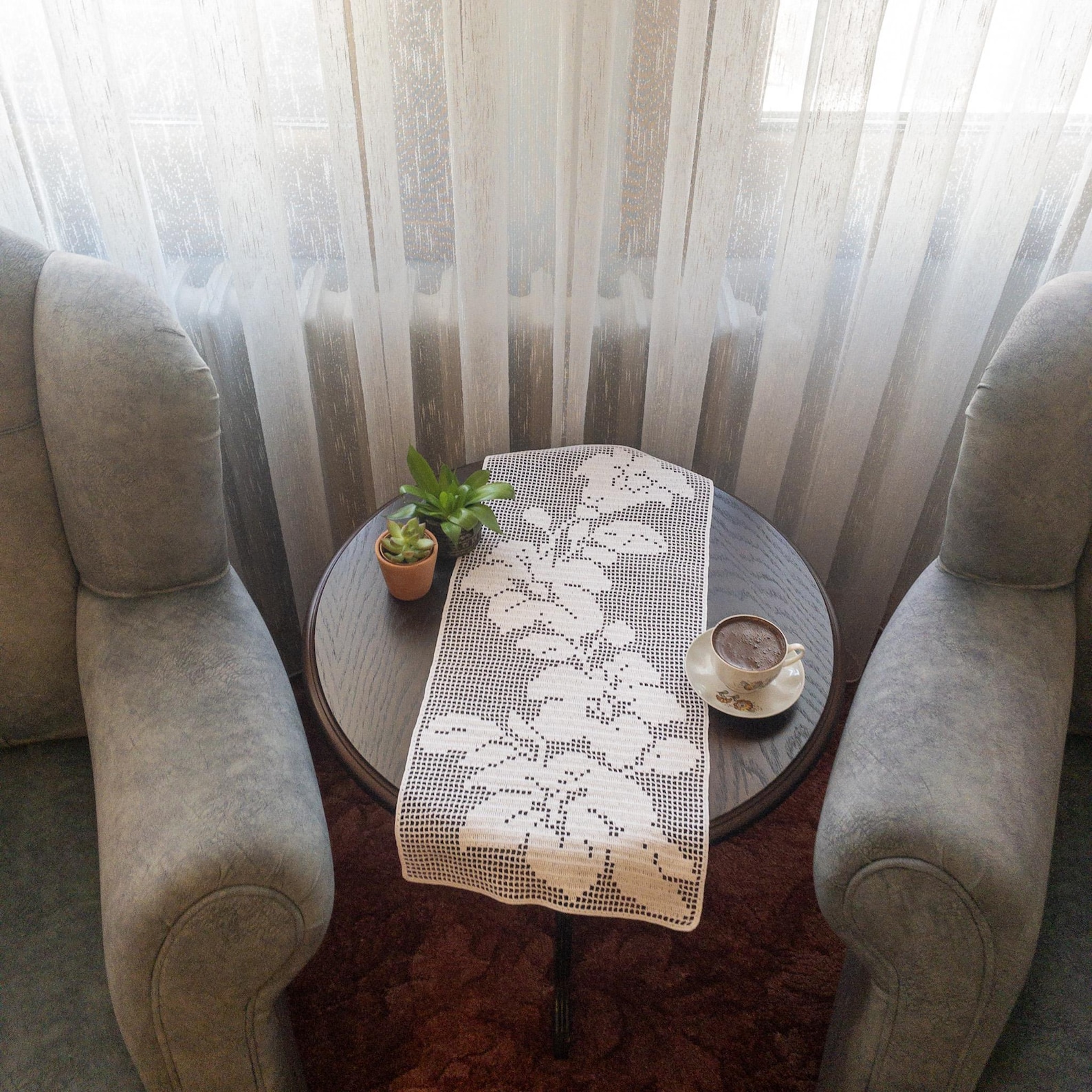 PDF Filet Crochet Long Flower Pattern Tablecloth for Mothers Day ...