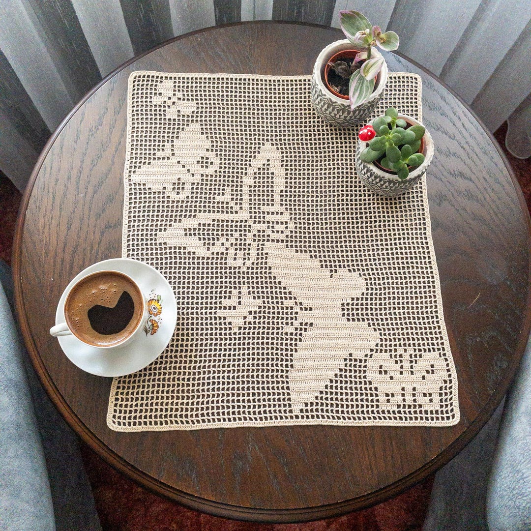PDF Filet Crochet Butterflies Pattern Table Cover for Wedding, Birthday ...