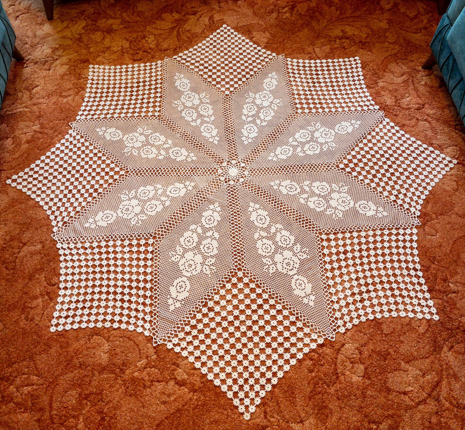 Vintage Hand Round Crochet Tablecloth, READY TO SHIP Within 3 Days ...