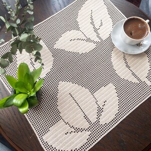 PDF Filet Crochet Table Cloth With Leafs Design for Birthday, Christmas ...
