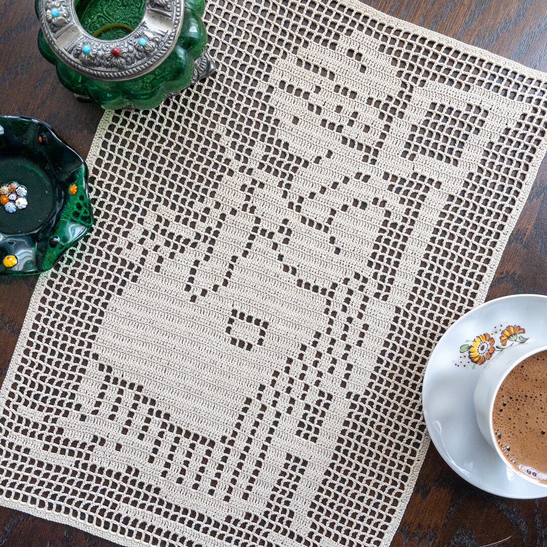 Christmas Gift Idea Filet Crochet Table Runner, Crochet Lace With ...
