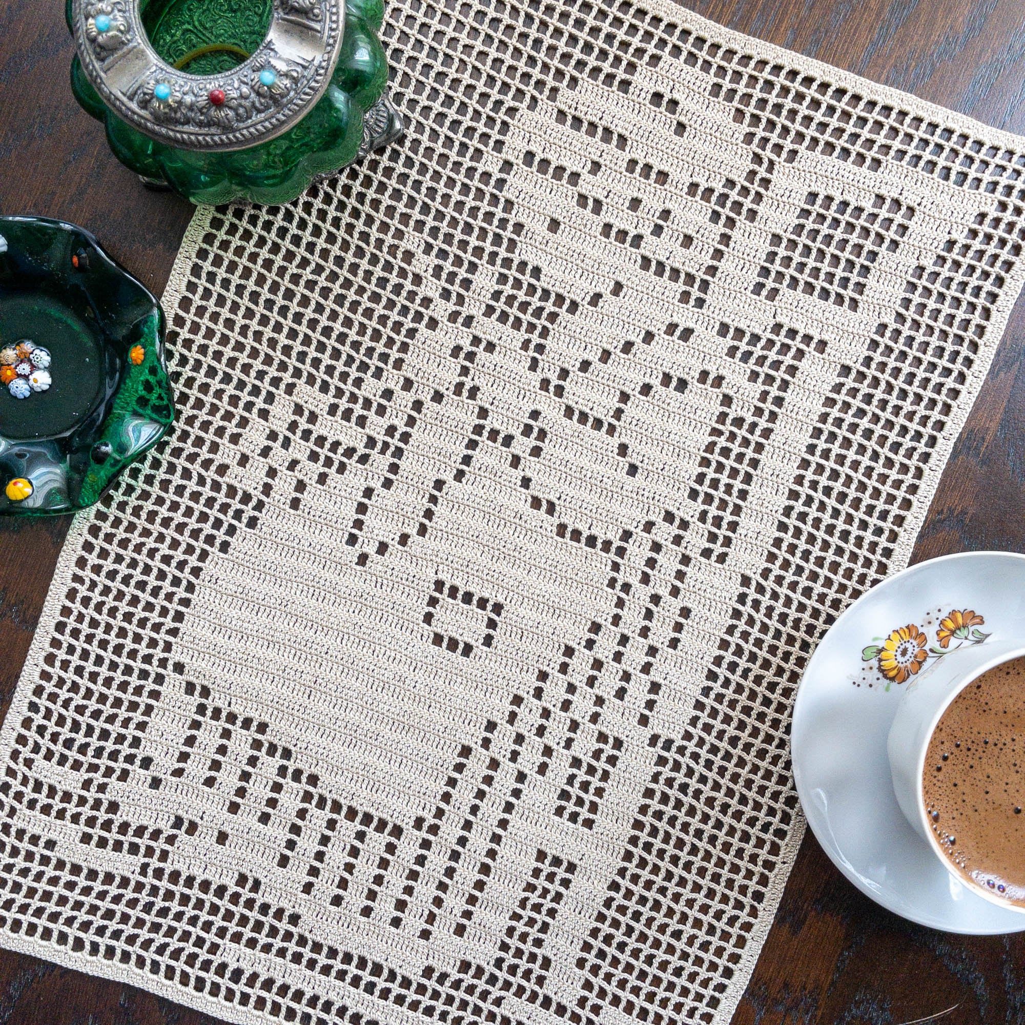 Christmas Gift Idea Filet Crochet Table Runner, Crochet Lace With ...