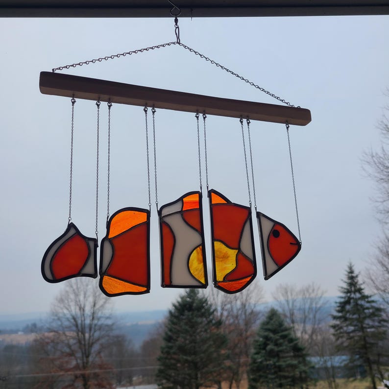 Clown Fish Mobile, Indoor - Outdoor, Stained Glass, - Etsy