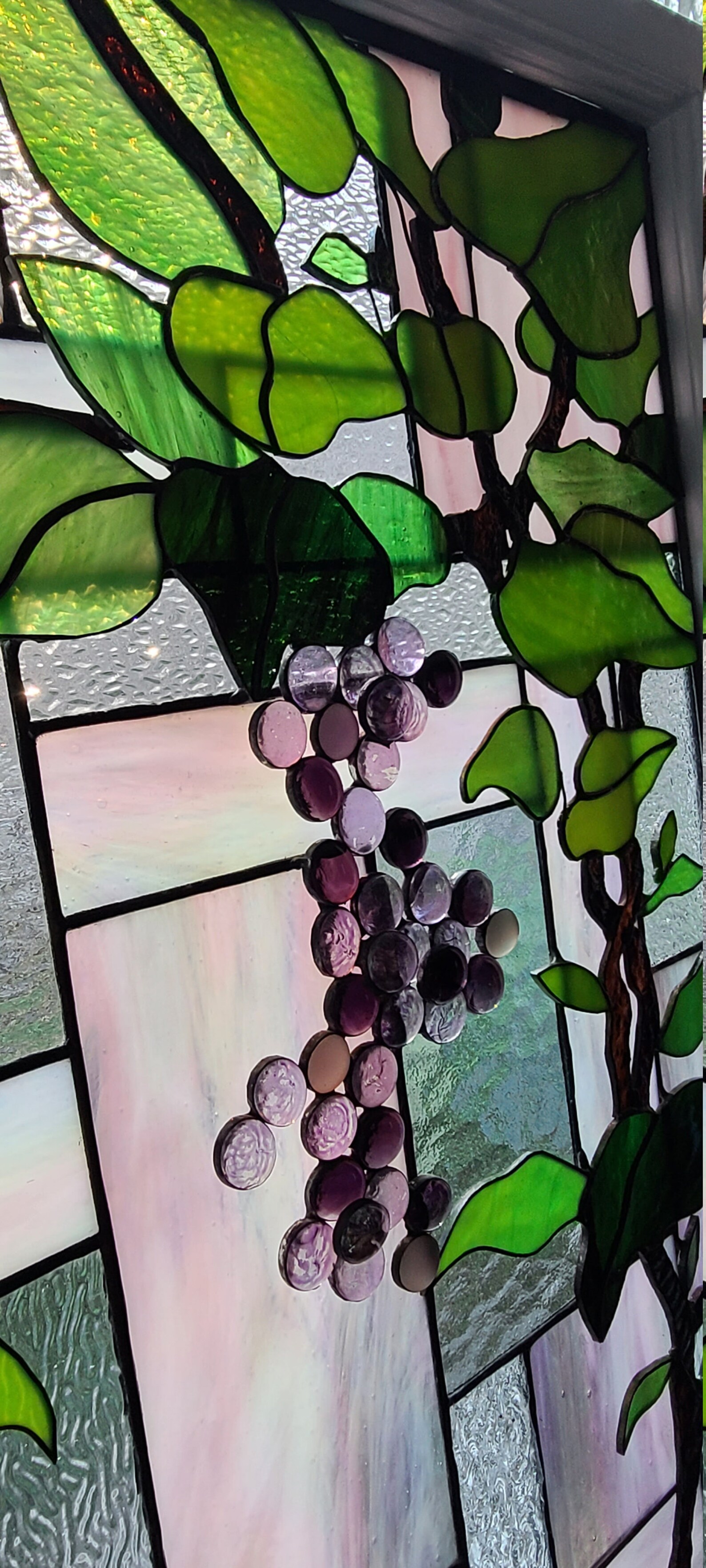 Grapes, Grapevines, Contemporary, Stained Glass, Window, Panel, Purple ...