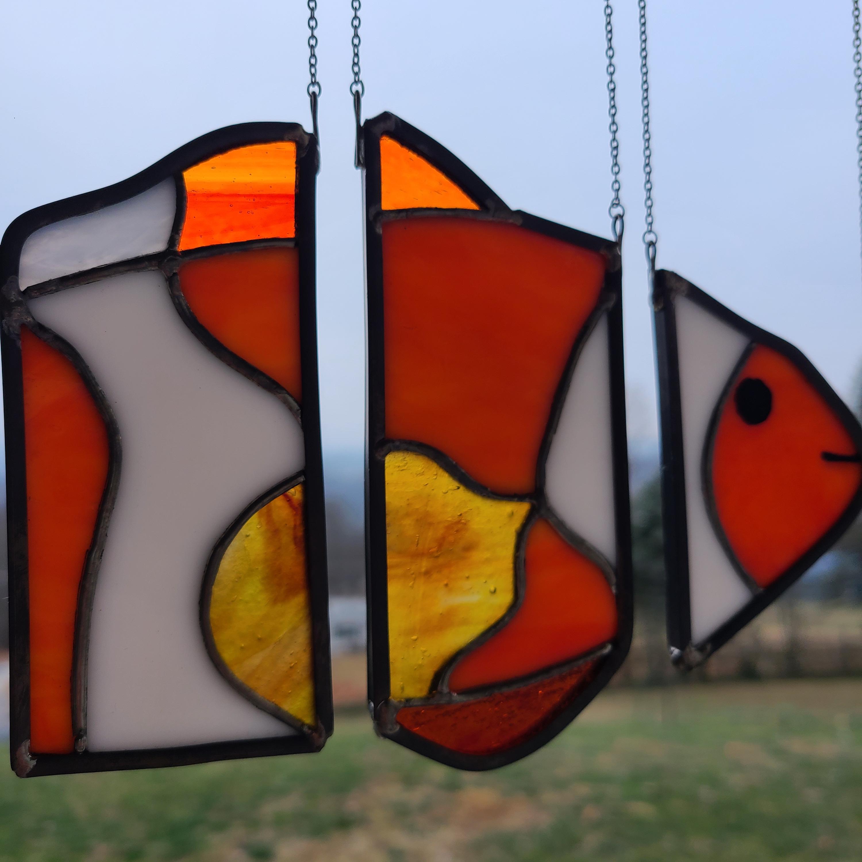 Clown Fish Mobile, Indoor - Outdoor, Stained Glass, - Etsy