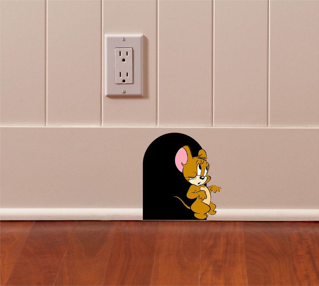 Cartoon Mouse in Hole Peeking Out for Baseboard Decal Cute - Etsy