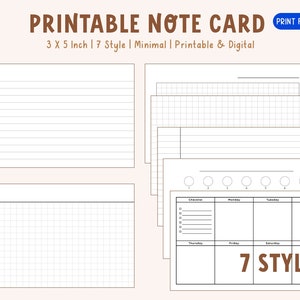 Printable & Digital Notecards for Studying Index Cards Study Cards ...