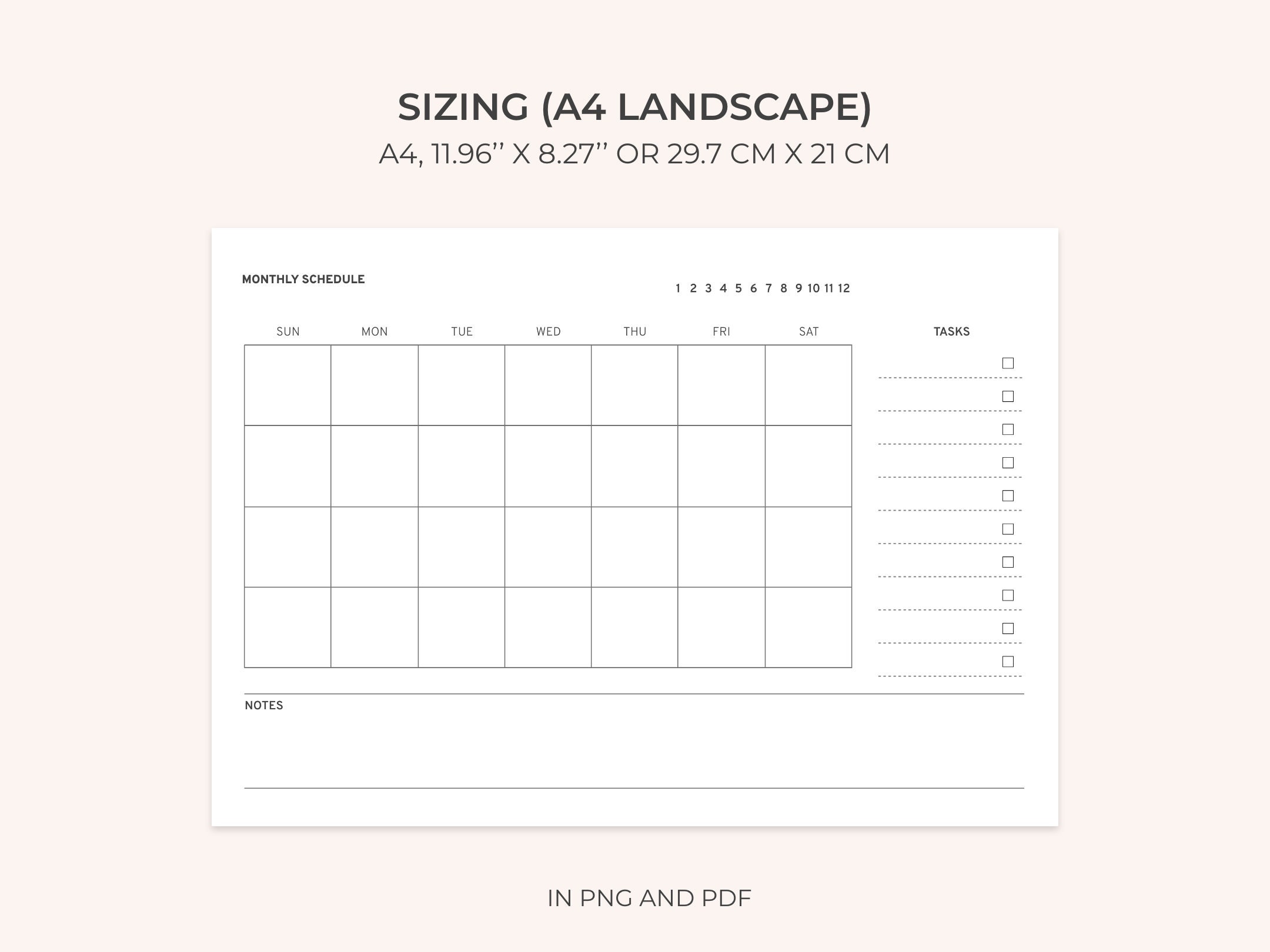 A4 Printable Monthly Goal Planner With Calendar Mon/sun Start Monthly ...