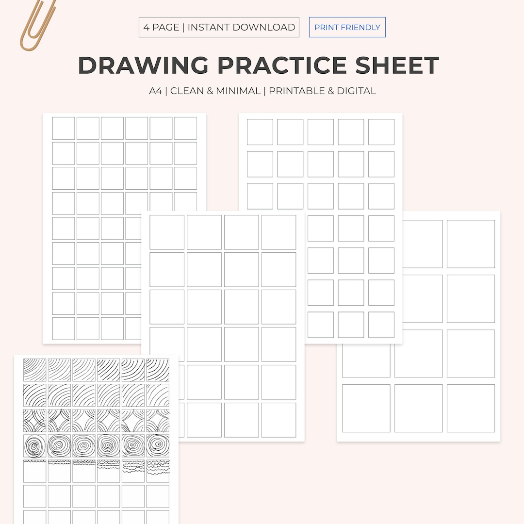 A4 4 Zentangle Pattern Template | Fun Drawing Practice | Doodle ...
