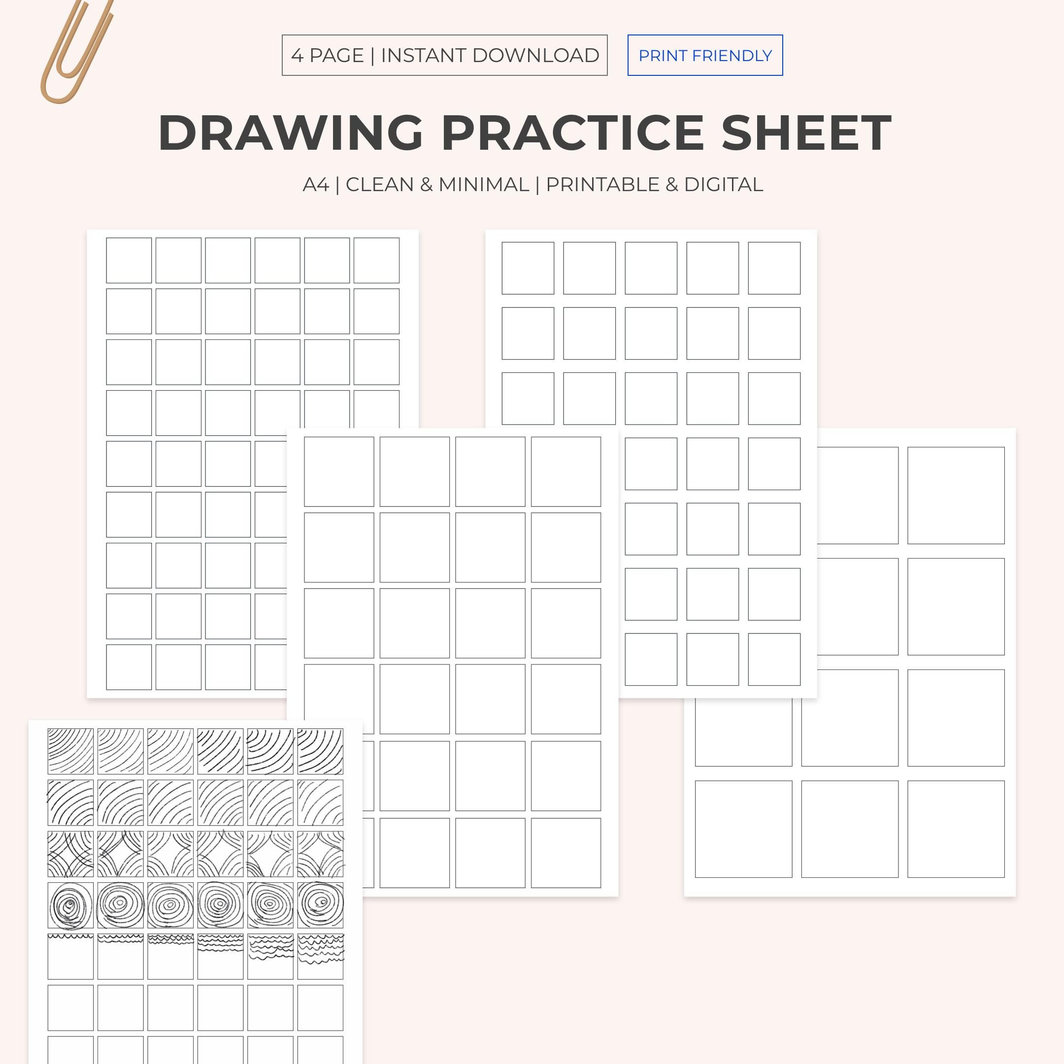 A4 4 Zentangle Pattern Template | Fun Drawing Practice | Doodle ...