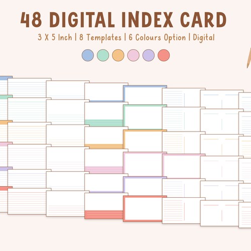 Printable & Digital Notecards for Studying Index Cards - Etsy UK