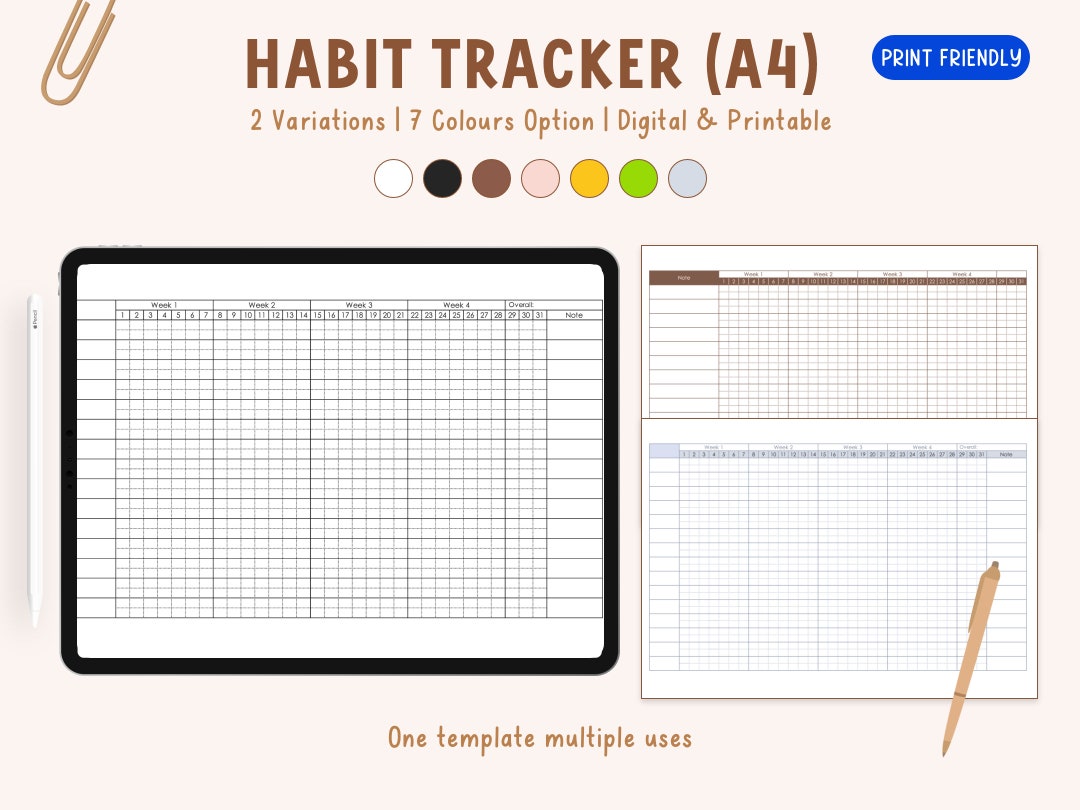Digital and Printable Habit Tracker Daily & Monthly Daily Habit Logger ...
