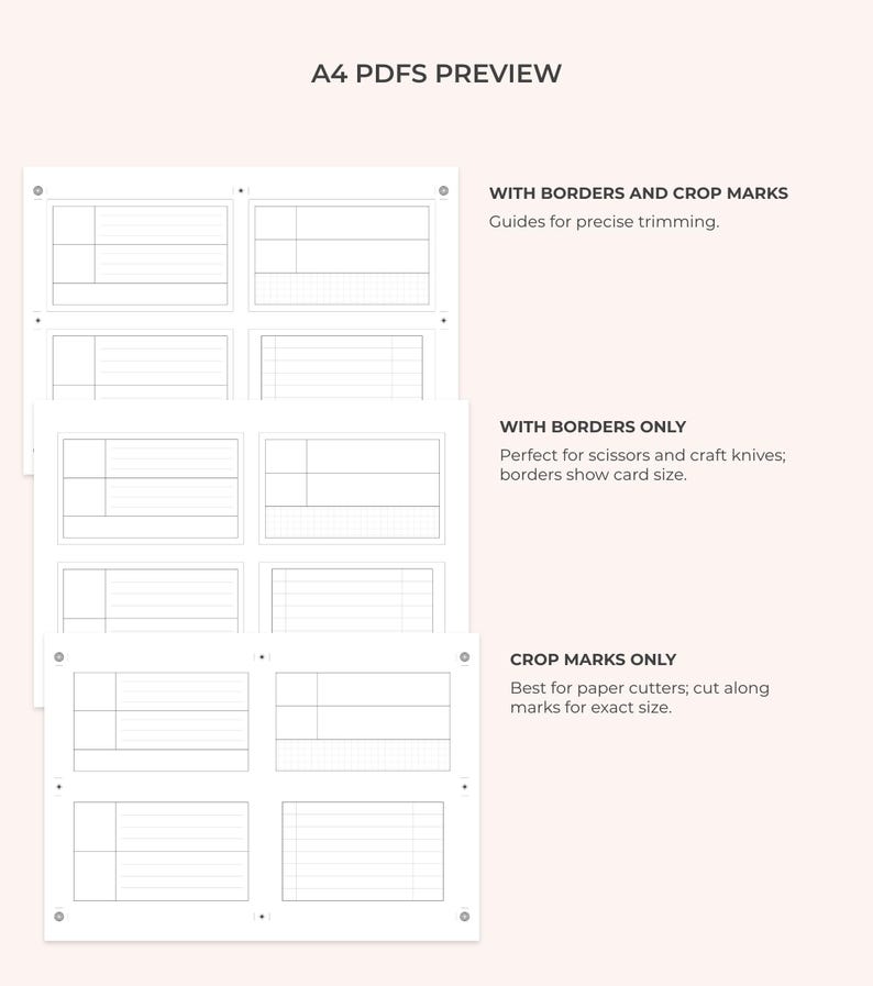 A4 Printable Note-taking Notecards for Studying | 5x3 | Study Note ...
