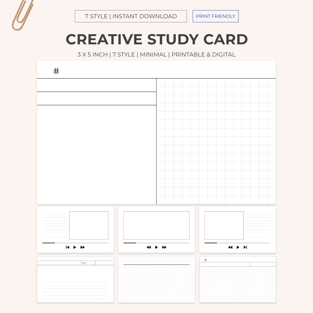 Printable & Digital Notecards for Studying | Creative Index Cards ...