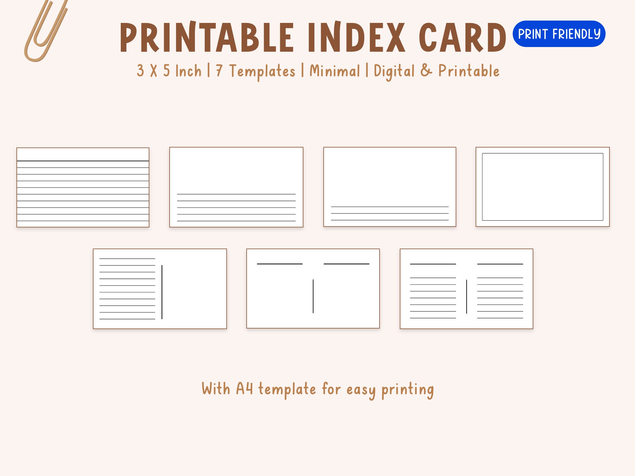 Printable & Digital Notecards for Studying Index Cards Study Cards ...