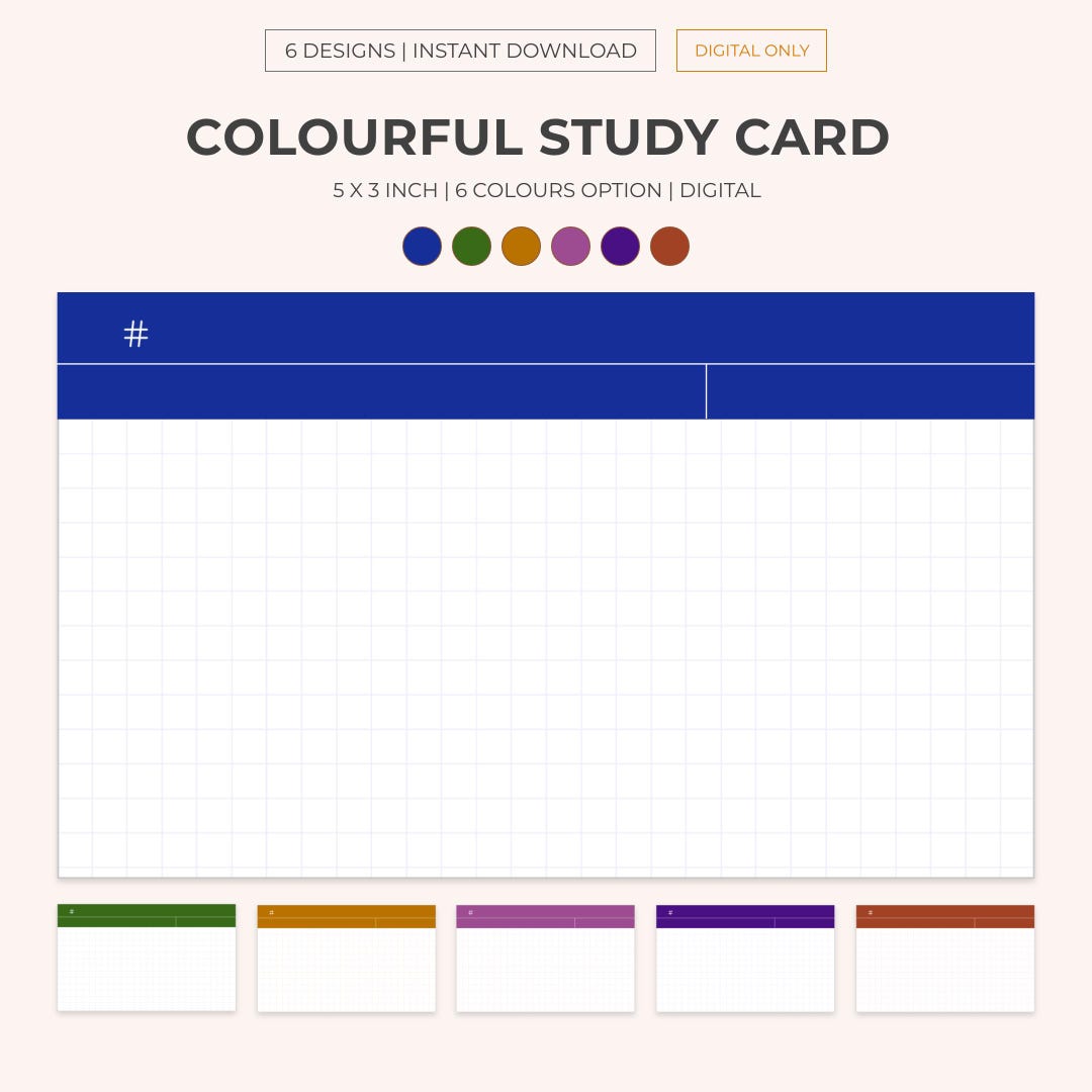 5x3 Digital Notecards for Studying | Rainbow Index Cards | Study Cards ...
