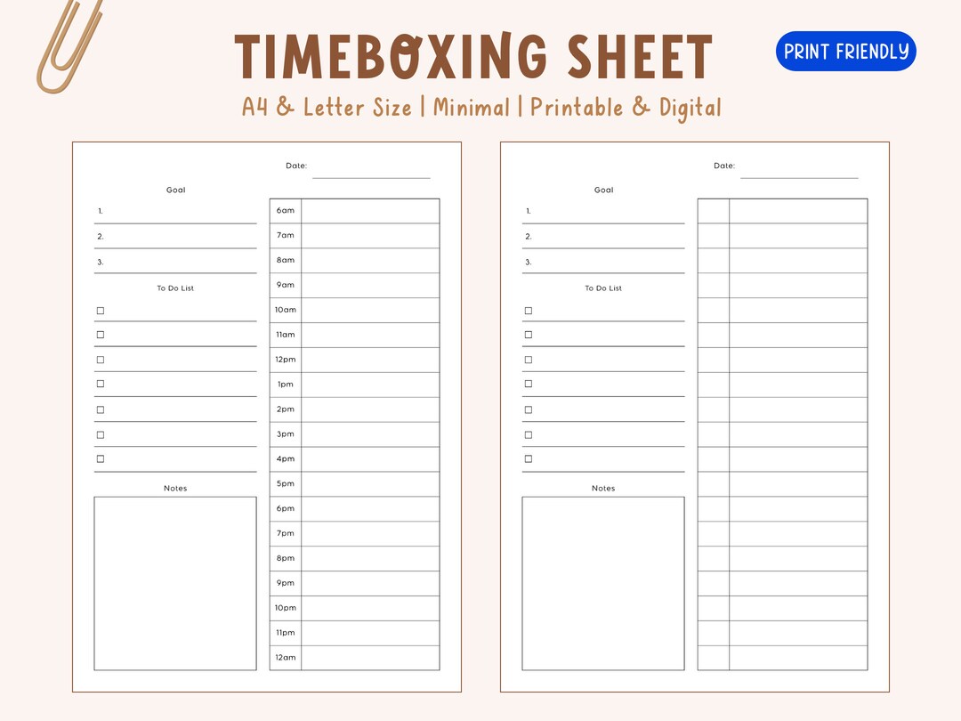 Printable Time Boxing Planner Daily Planner Time Blocking - Etsy