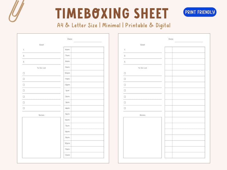 Printable Time Boxing Planner Daily Planner Time Blocking - Etsy