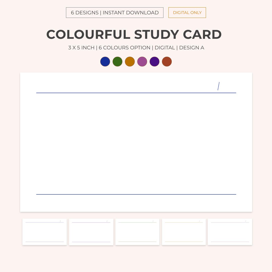 Minimalist Digital Index Card Set | Study Card Design A | Index Cards ...