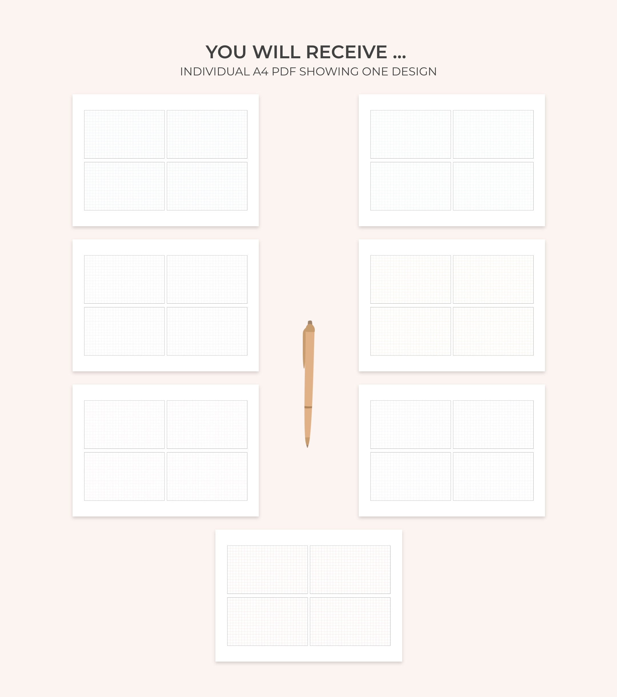 24 Pdfs A4 Printable Grid Notecards for Studying | Colour Index Cards ...