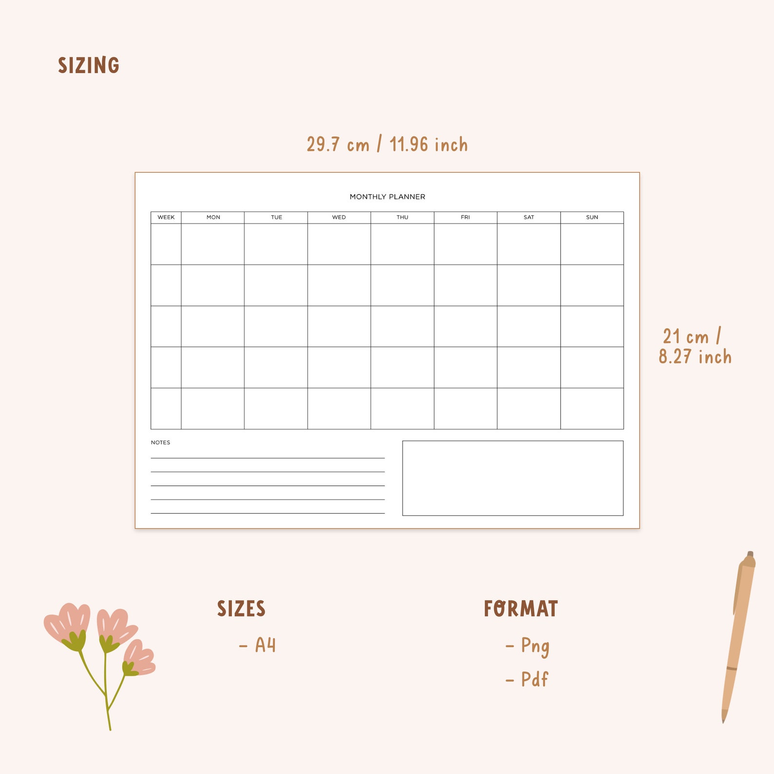 Printable Monthly Planner Blank Calendar Monthly to Do - Etsy