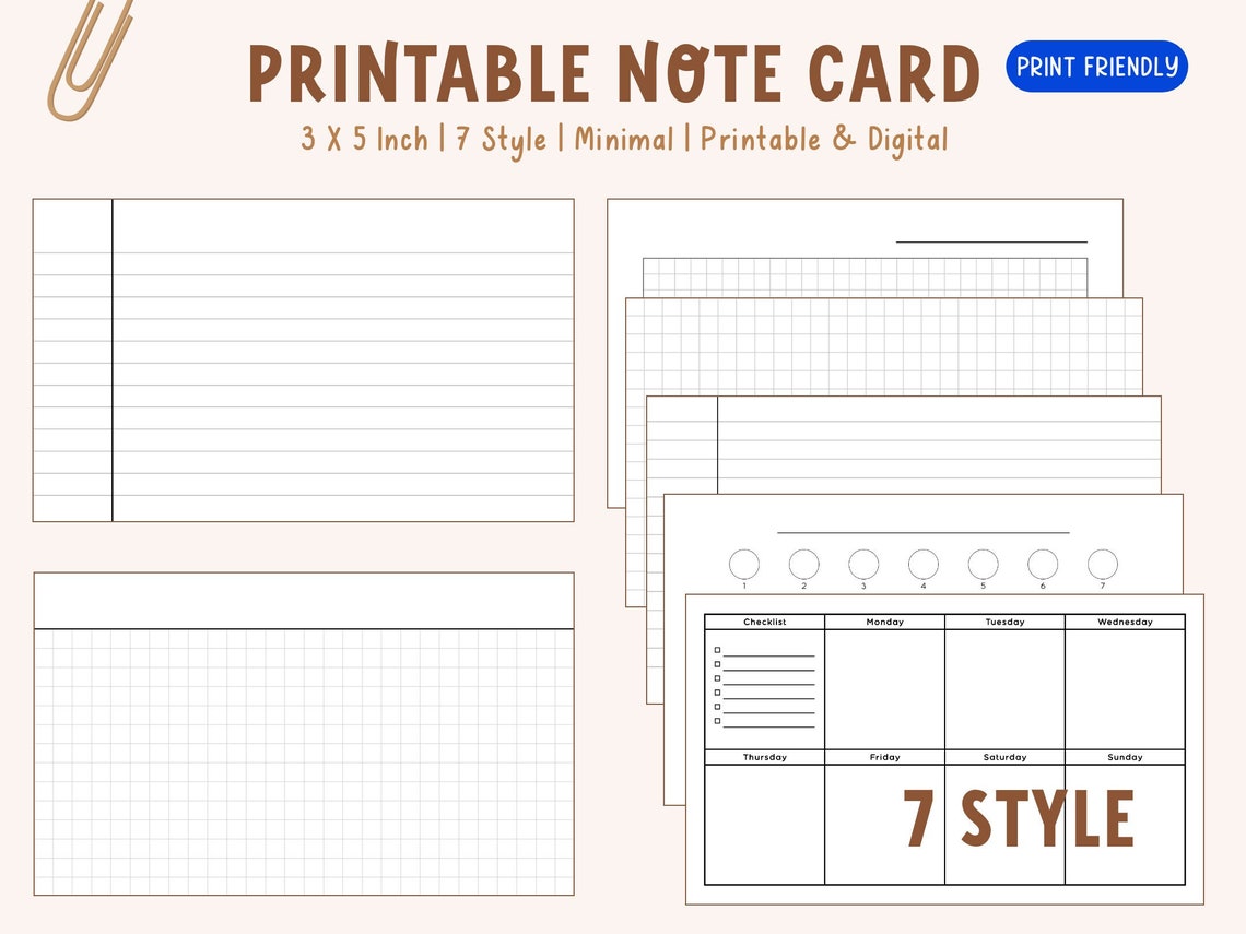 Printable & Digital Notecards for Studying Index Cards - Etsy