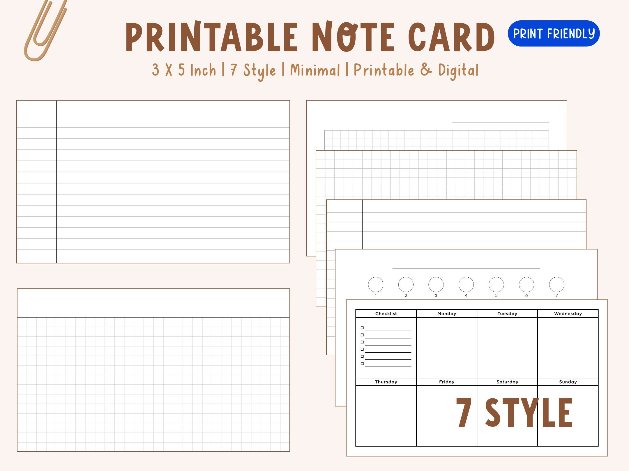 Printable & Digital Notecards for Studying Index Cards Study Cards ...
