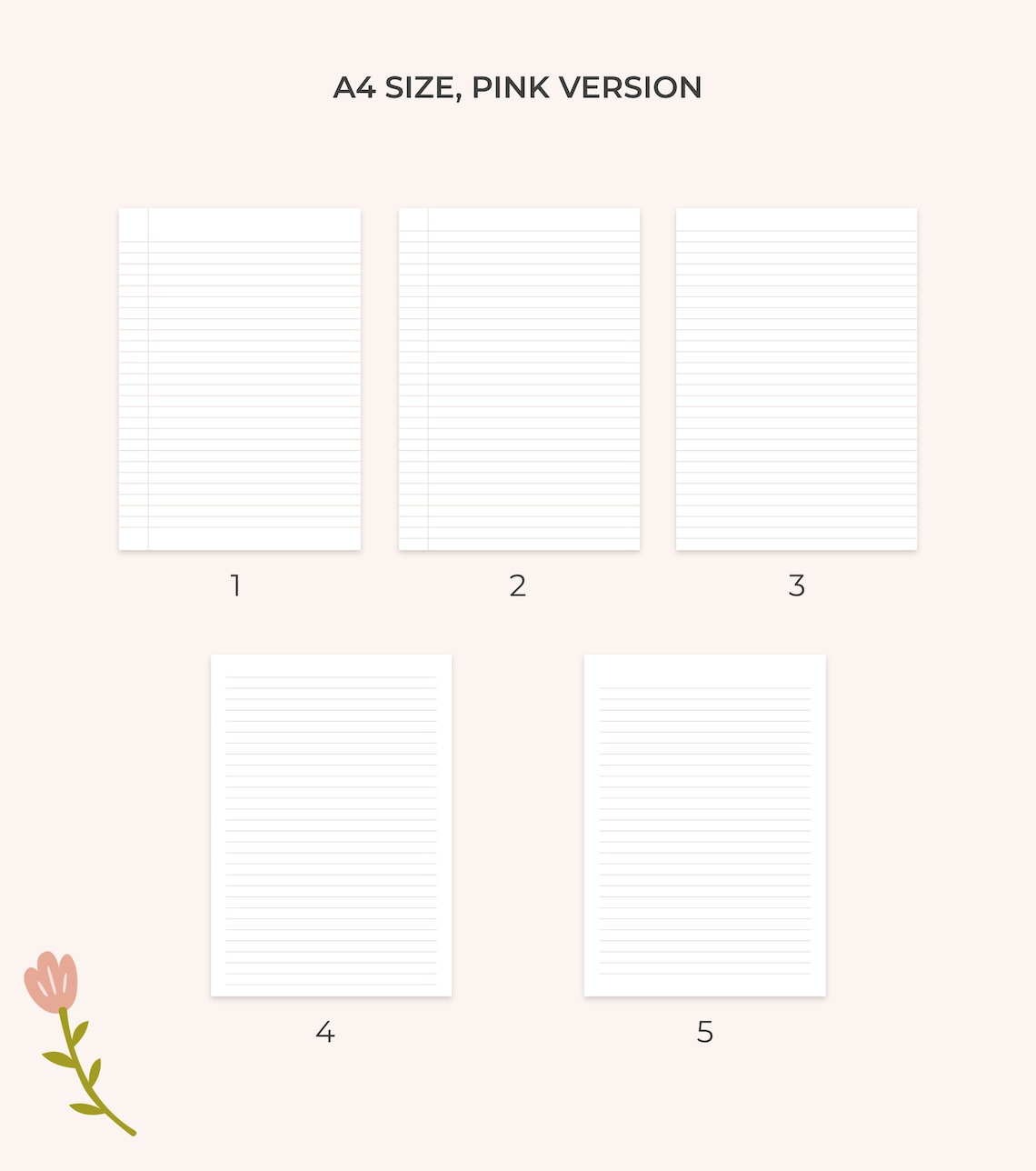 40 Printable Lined Paper PDF | A4, US Letter Size | Note Paper Template ...